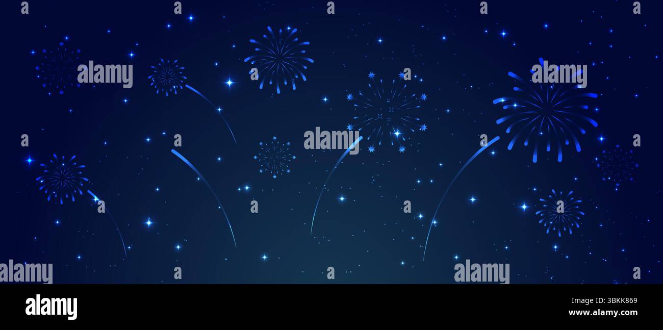 celebration fireworks explosion in the night sky vector illustration Stock Vector Image & Art ...
