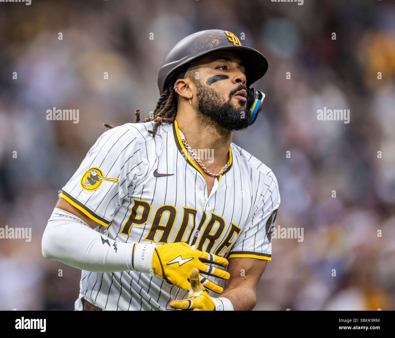 San Diego Padres' Fernando Tatis Jr. runs the bases after hitting a ...