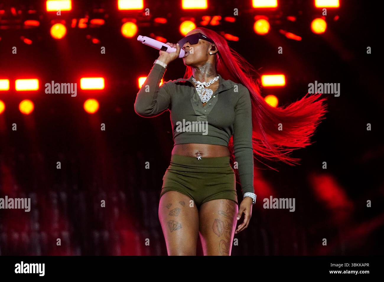 Sexyy Red performs during the Summer Smash Music Festival on Saturday ...