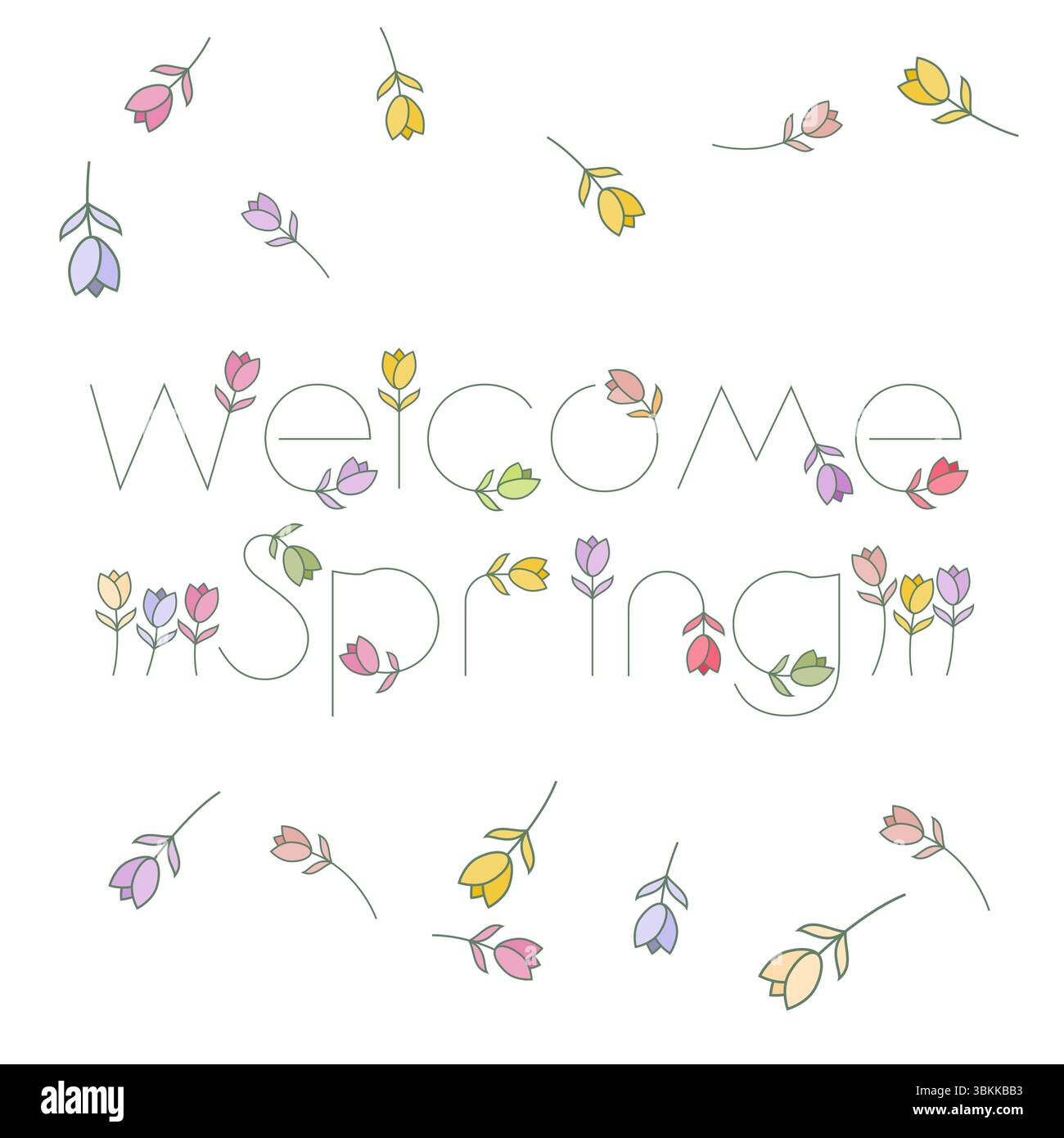 Welcome card with tulips Stock Vector Images - Alamy