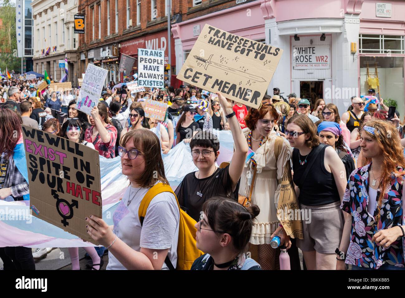 Nottingham, UK. 21 JUN, 2025. "Transexuals have got to get meaner" sign ...
