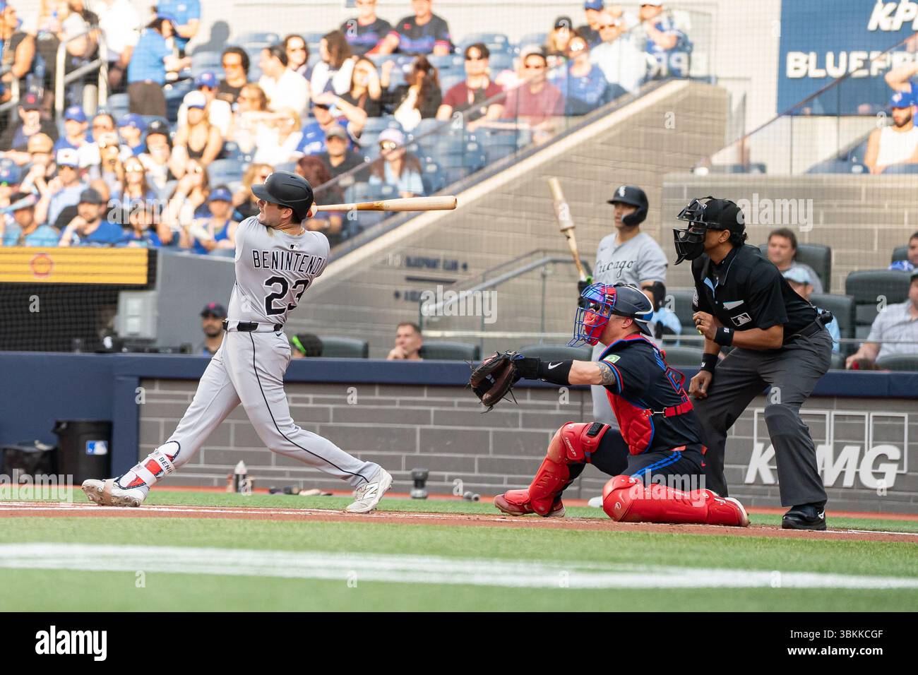 Andrew Benintendi #23 of Chicago White Sox hits a home run against ...