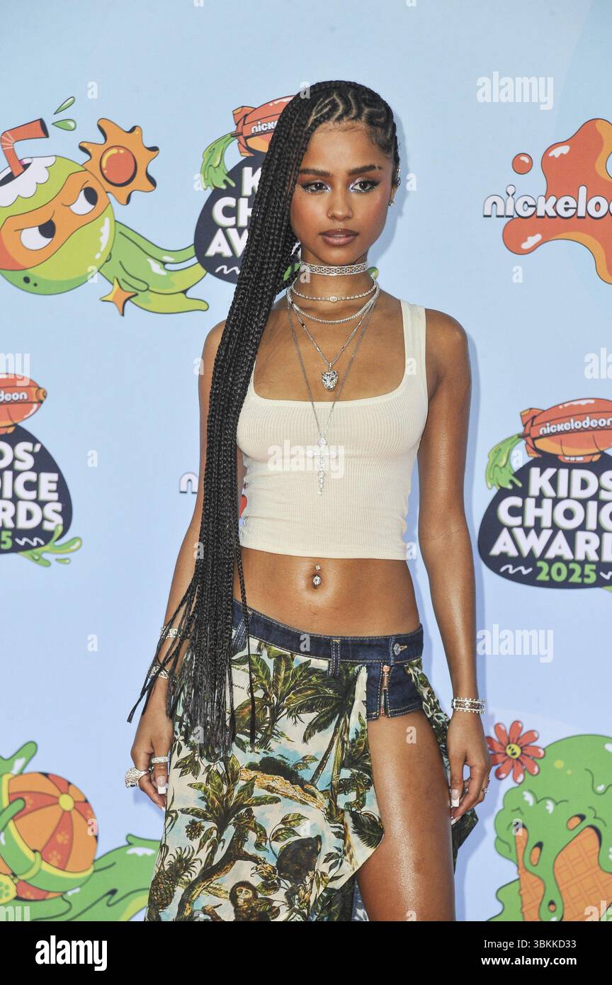 Tyla at arrivals for Nickelodeon Kids Choice Awards 2025, Barker Hangar ...