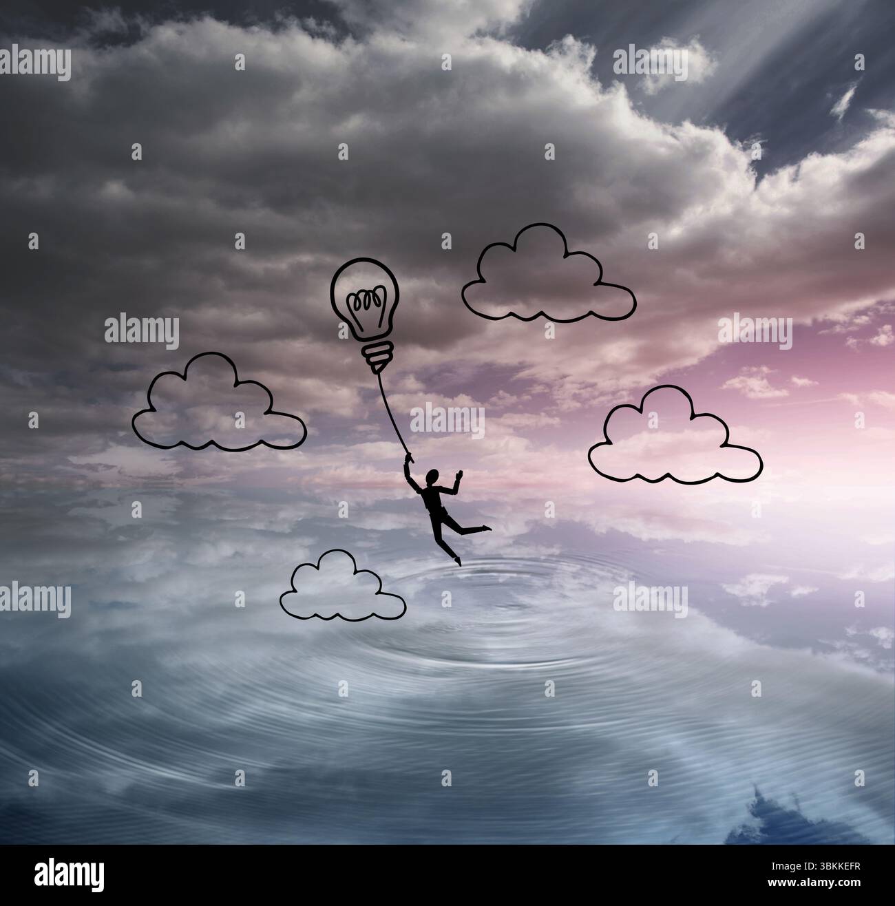 Light bulb graphic on colourful horizon Stock Photo - Alamy