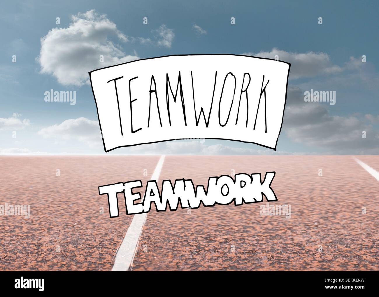Teamwork written over running track Stock Photo - Alamy
