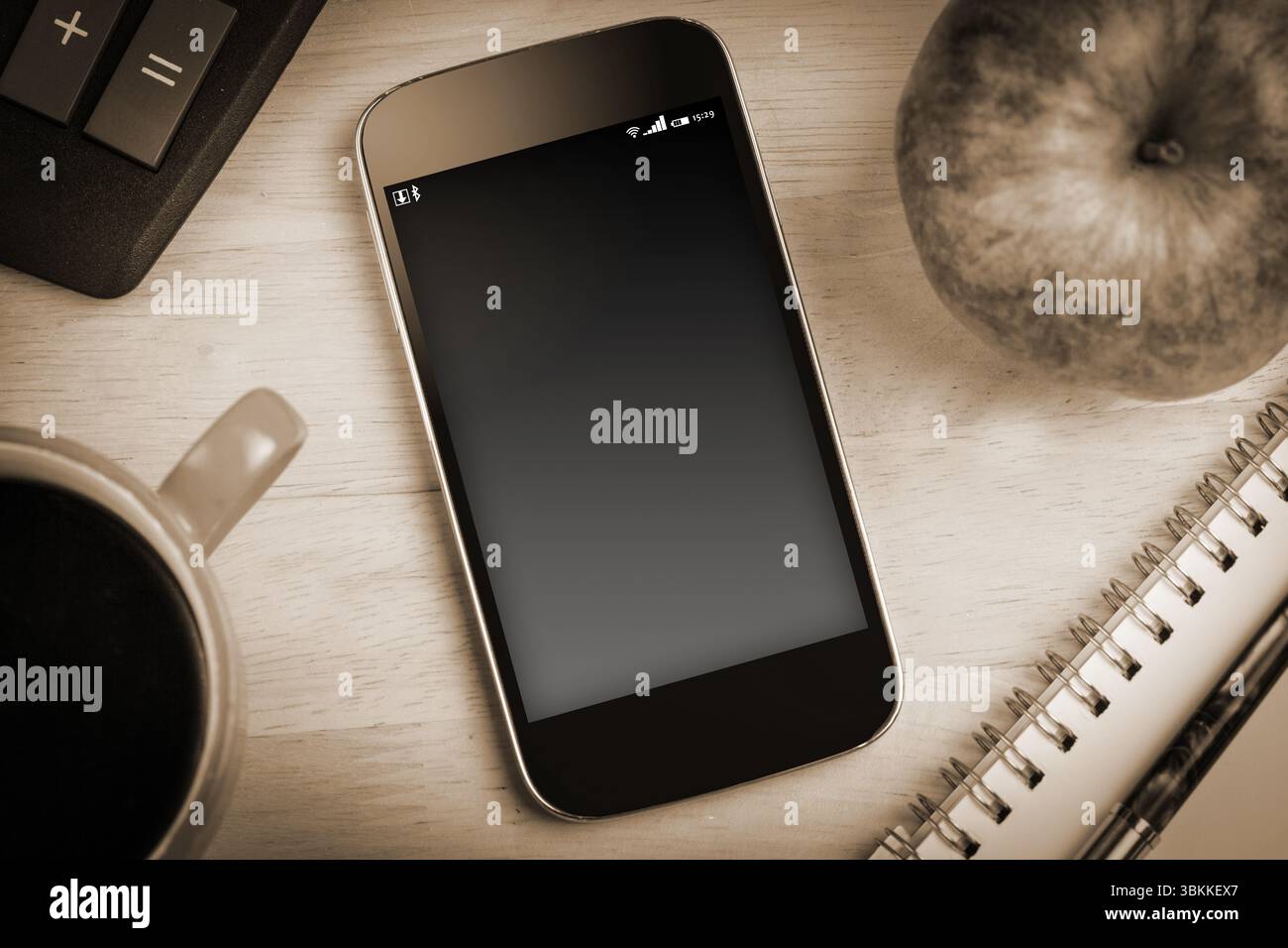 Overhead of smartphone screen Stock Photo - Alamy