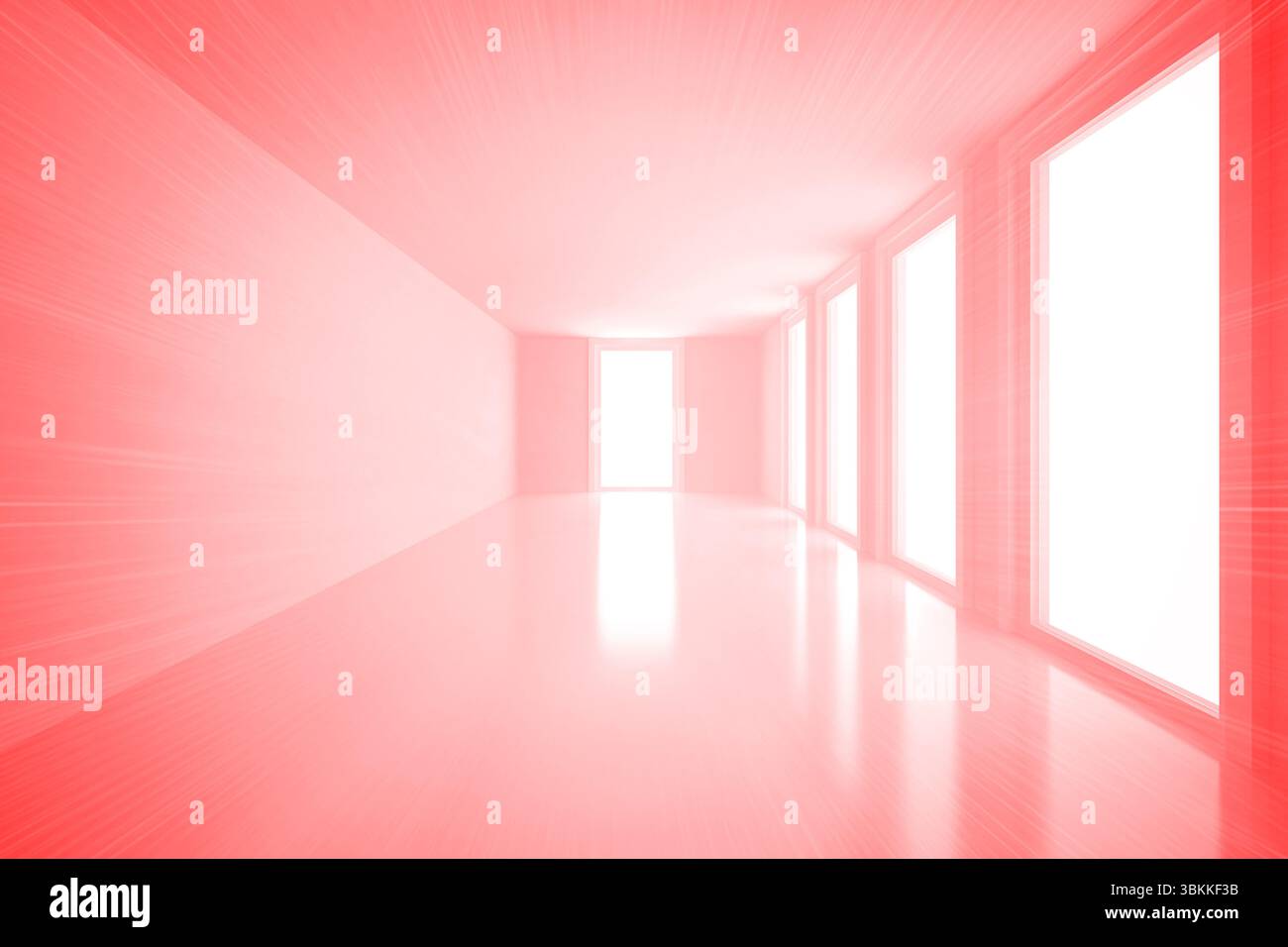 Bright red room with windows Stock Photo - Alamy