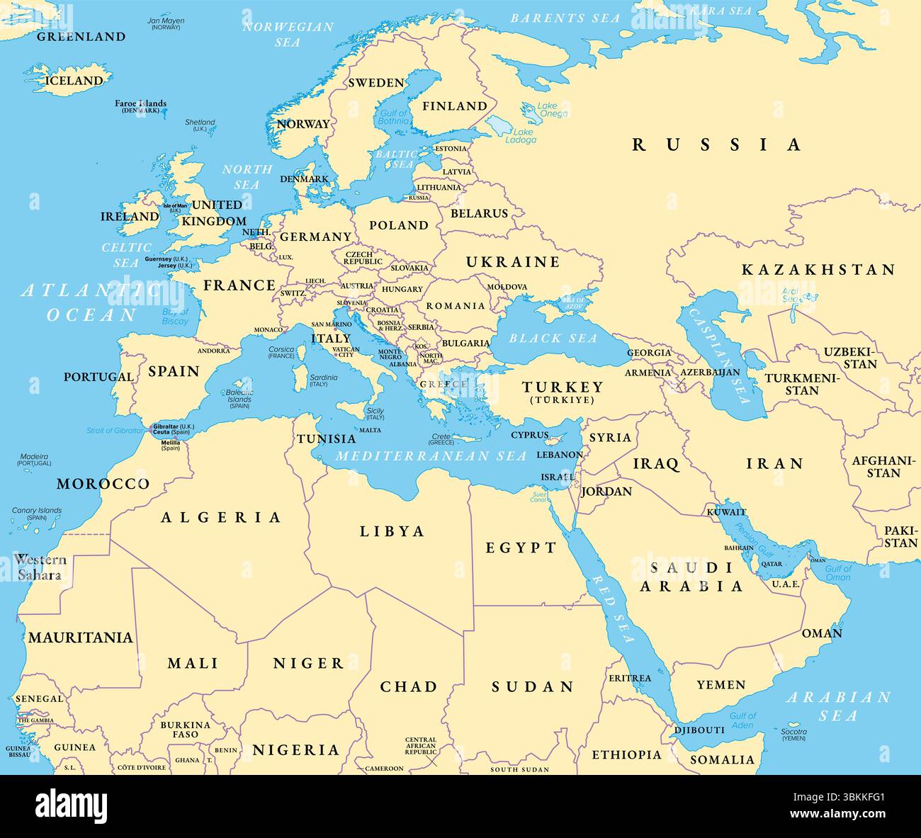 Map of europe and north africa hi-res stock photography and images - Alamy