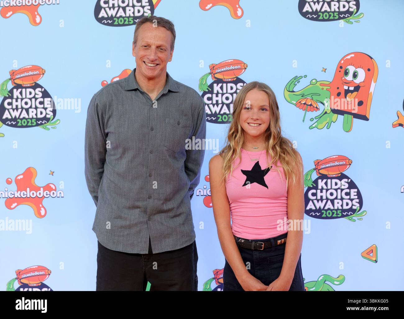 Tony Hawk and Katelyn West attend the 2025 Nickelodeon's Kids' Choice ...