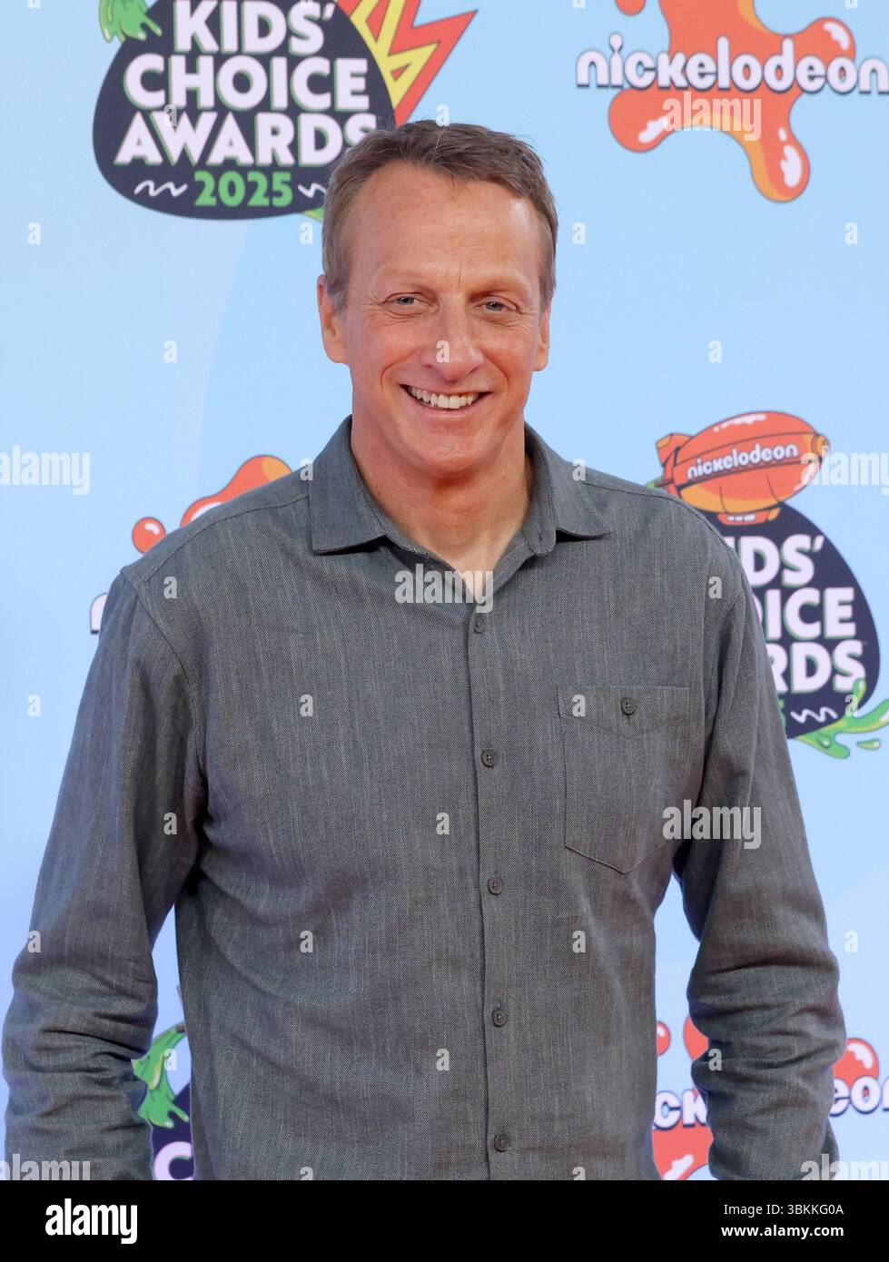 Tony Hawk attends the 2025 Nickelodeon's Kids' Choice Awards at Barker ...