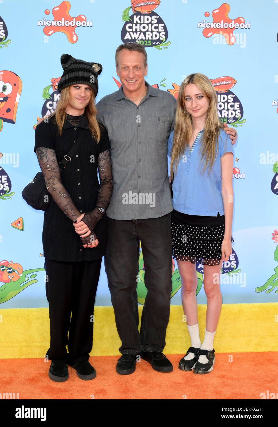 SANTA MONICA, USA. June 21, 2025: Spencer Hawk, Tony Hawk & Abigail ...