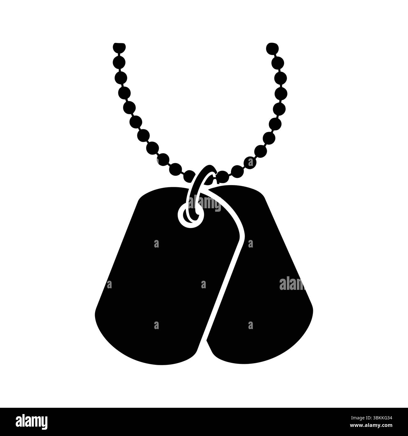 A stark, high-contrast image featuring a pair of black dog tags hanging ...