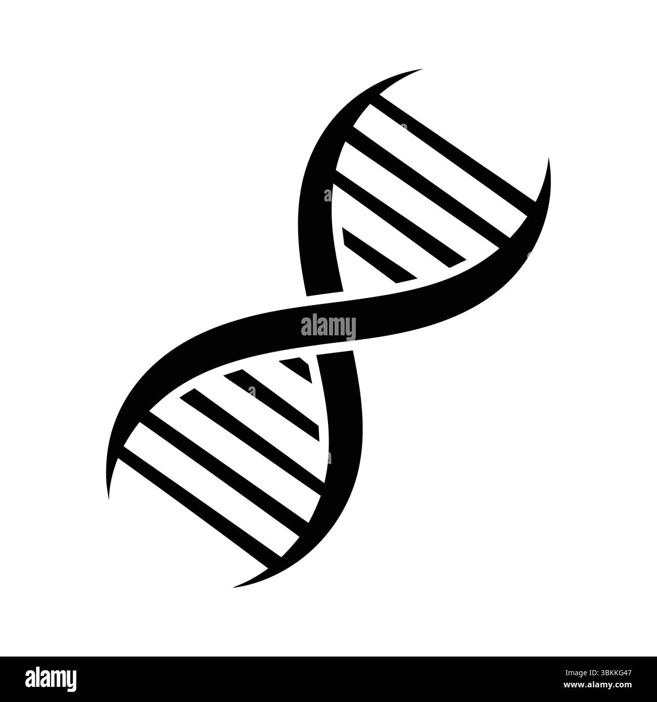 A stylized black DNA double helix, isolated on white. The graphic ...