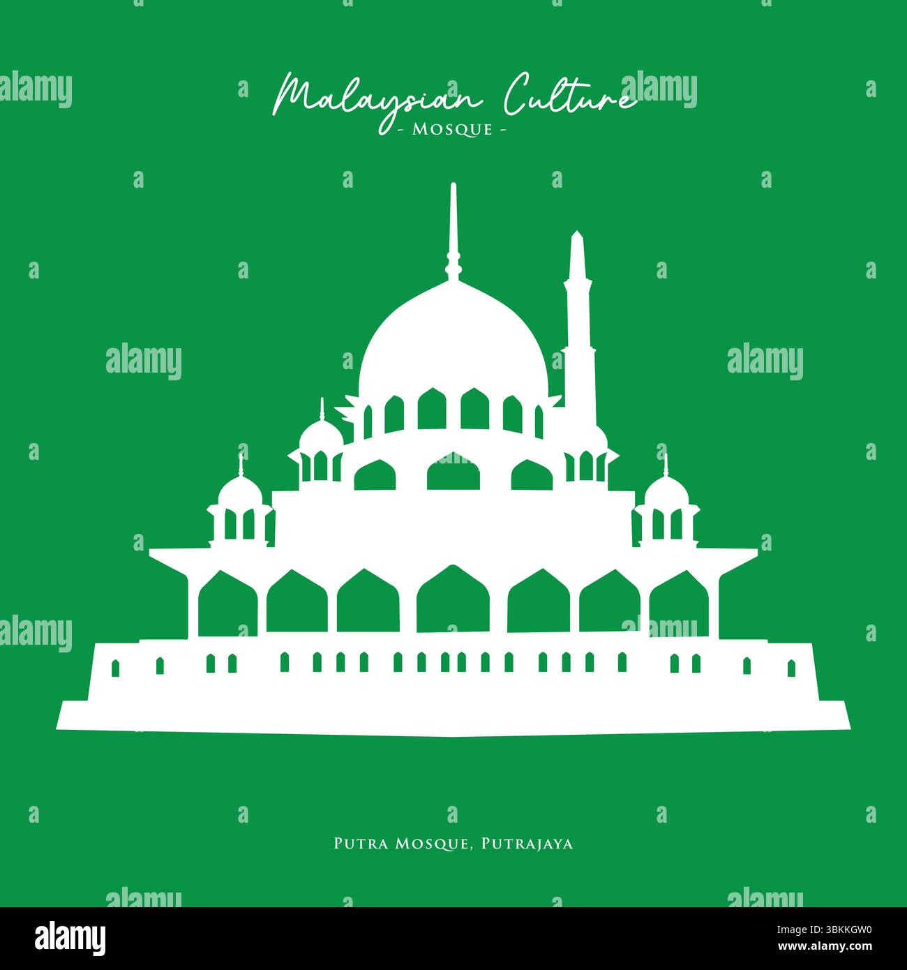 Silhouette vector of Putra Mosque in Putrajaya, Malaysia Stock Vector ...