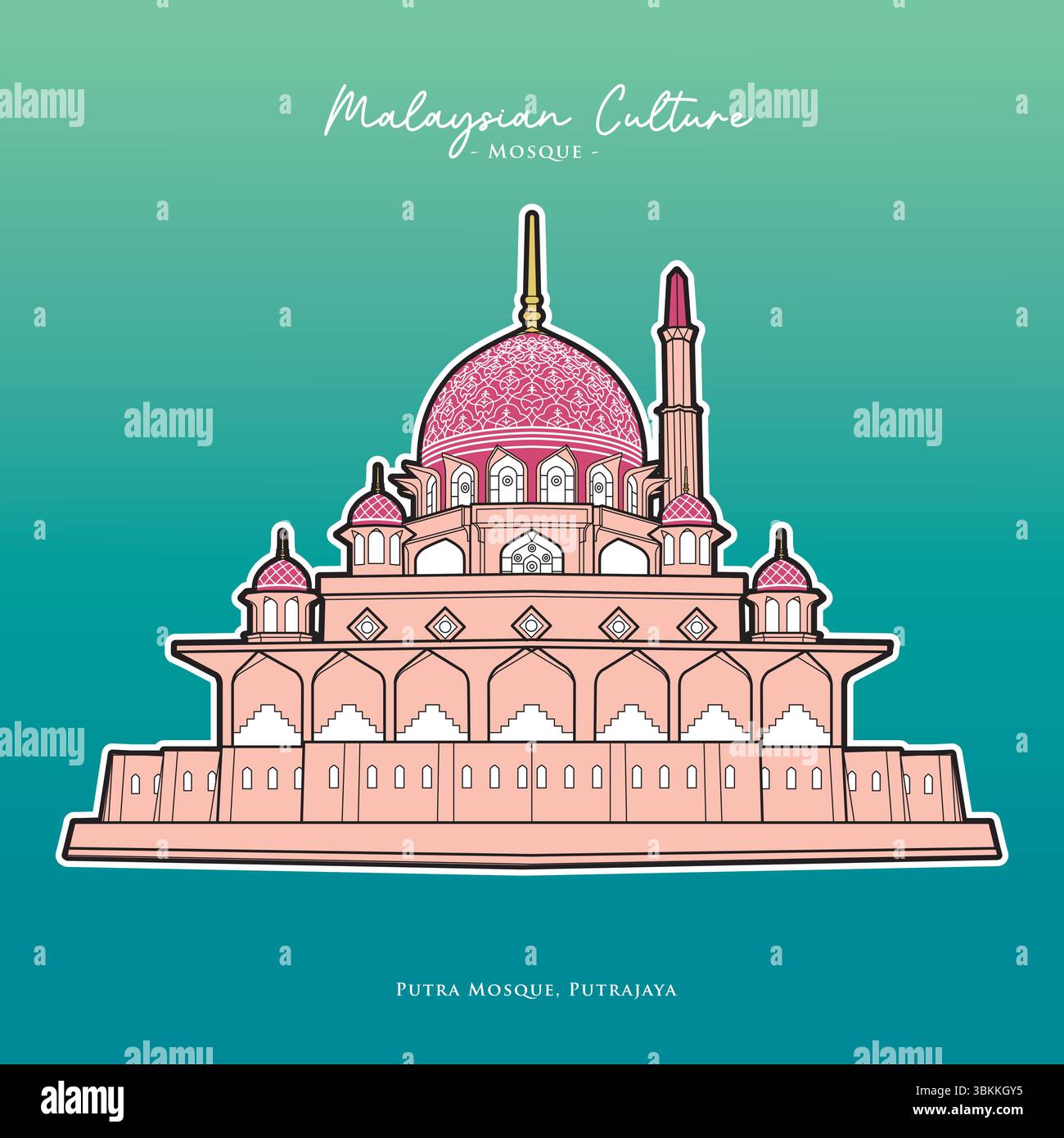 Vector of Putra Mosque in Putrajaya, Malaysia Stock Vector Image & Art ...