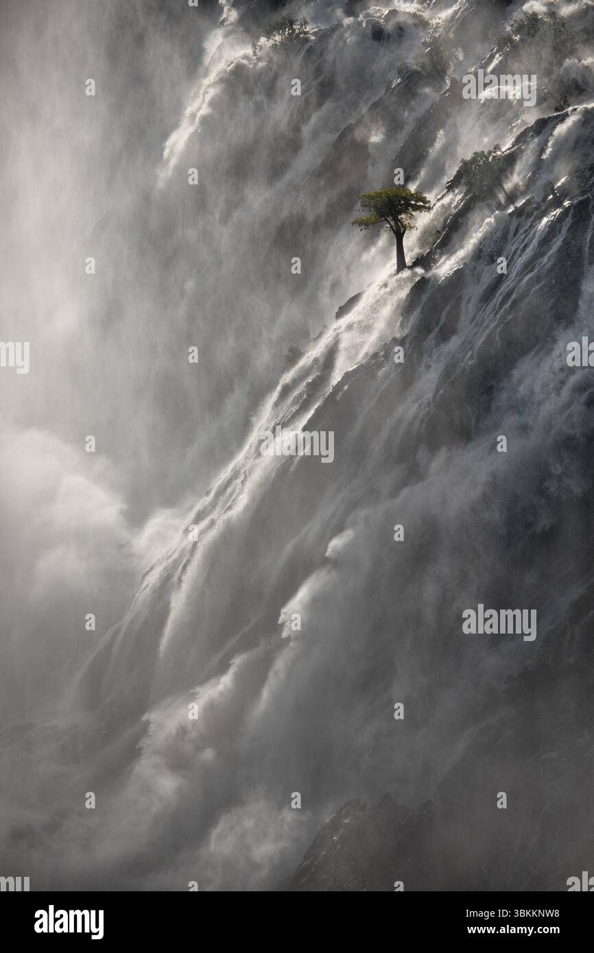 Flood waters of the Kunene River flow over the Ruacana Falls, The ...