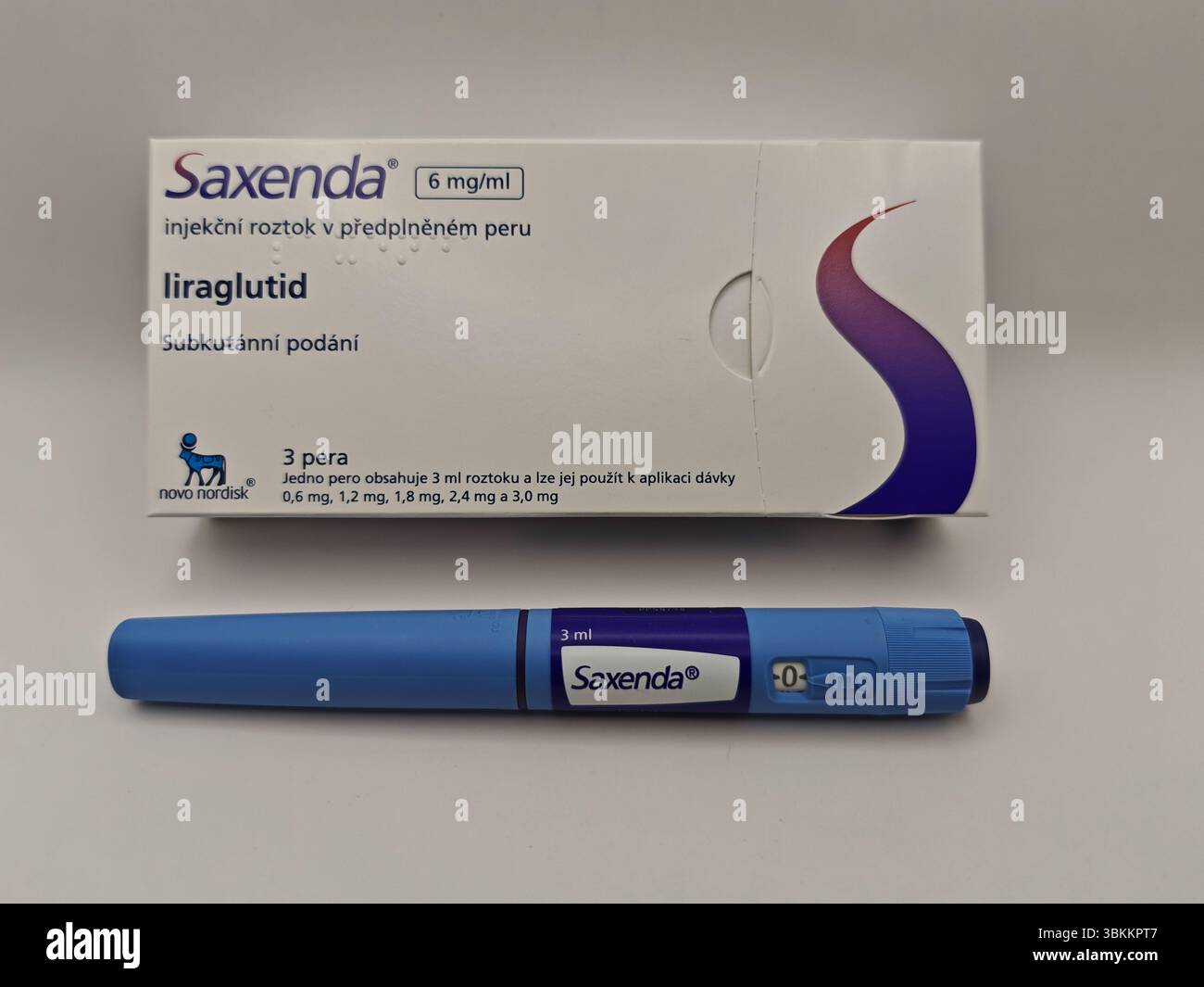Prague, Czech Republic -August 2 2024: SAXENDA box of medication with ...