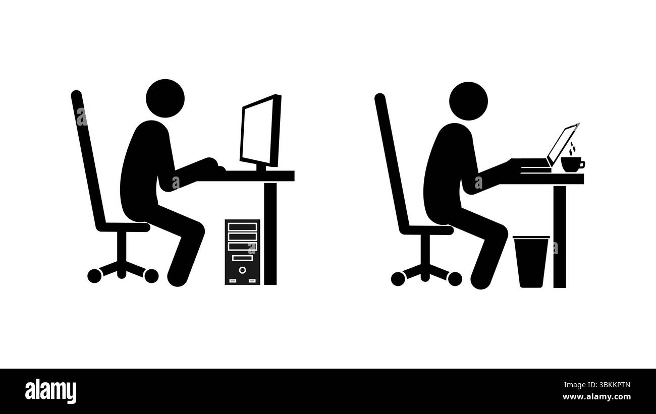 Stickman cartoon man office desk hi-res stock photography and images ...