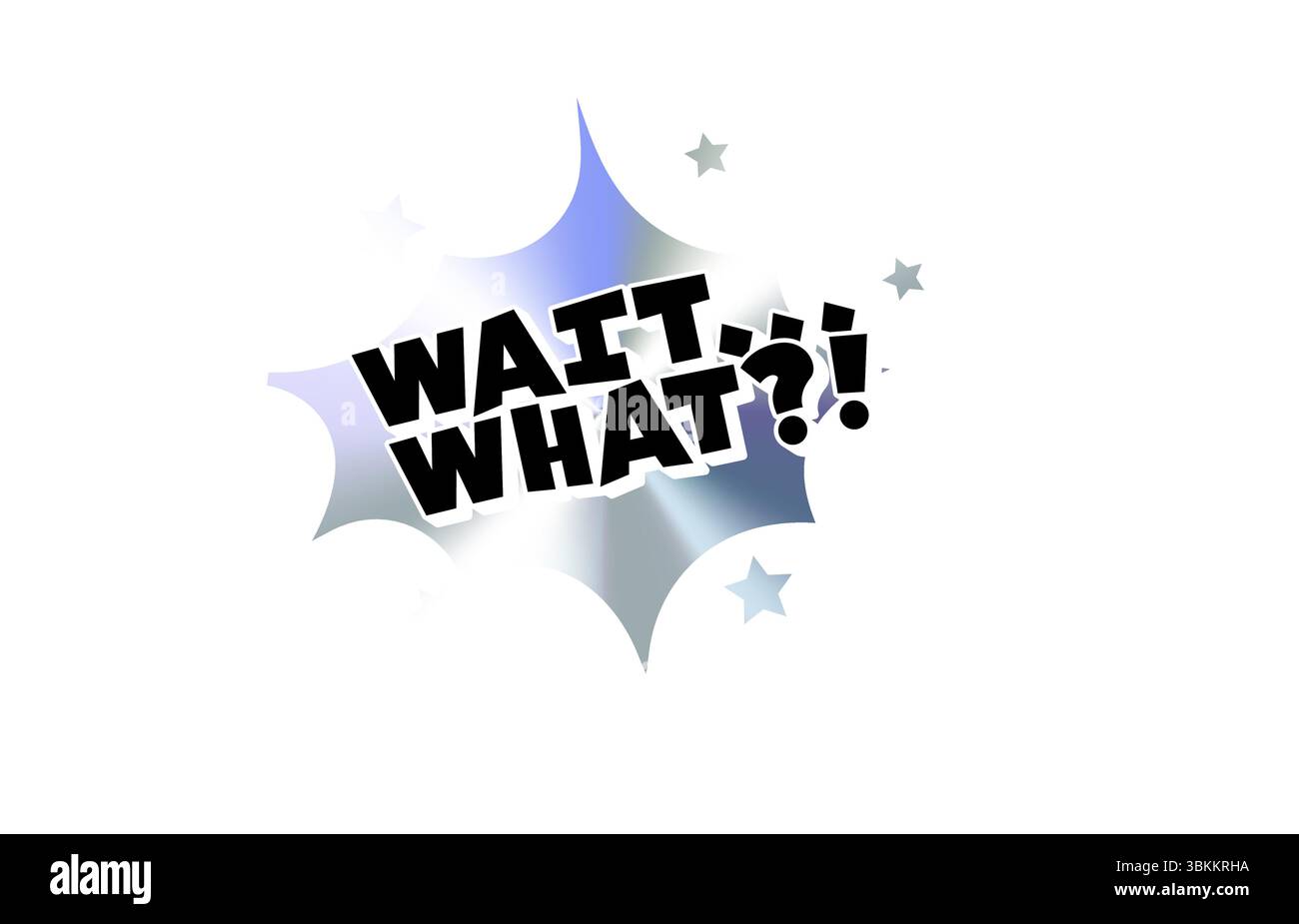 Wait What Comic Text Sticker with Chromic Holograph Gradient Burst ...