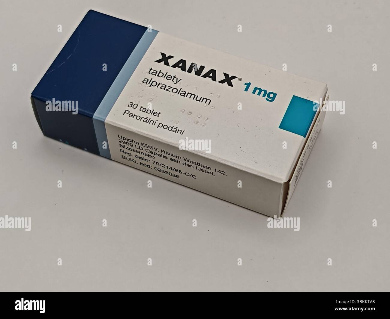 Prague,Czech Republic-May 7 2025: Pfizer Xanax tablets with alprazolam ...
