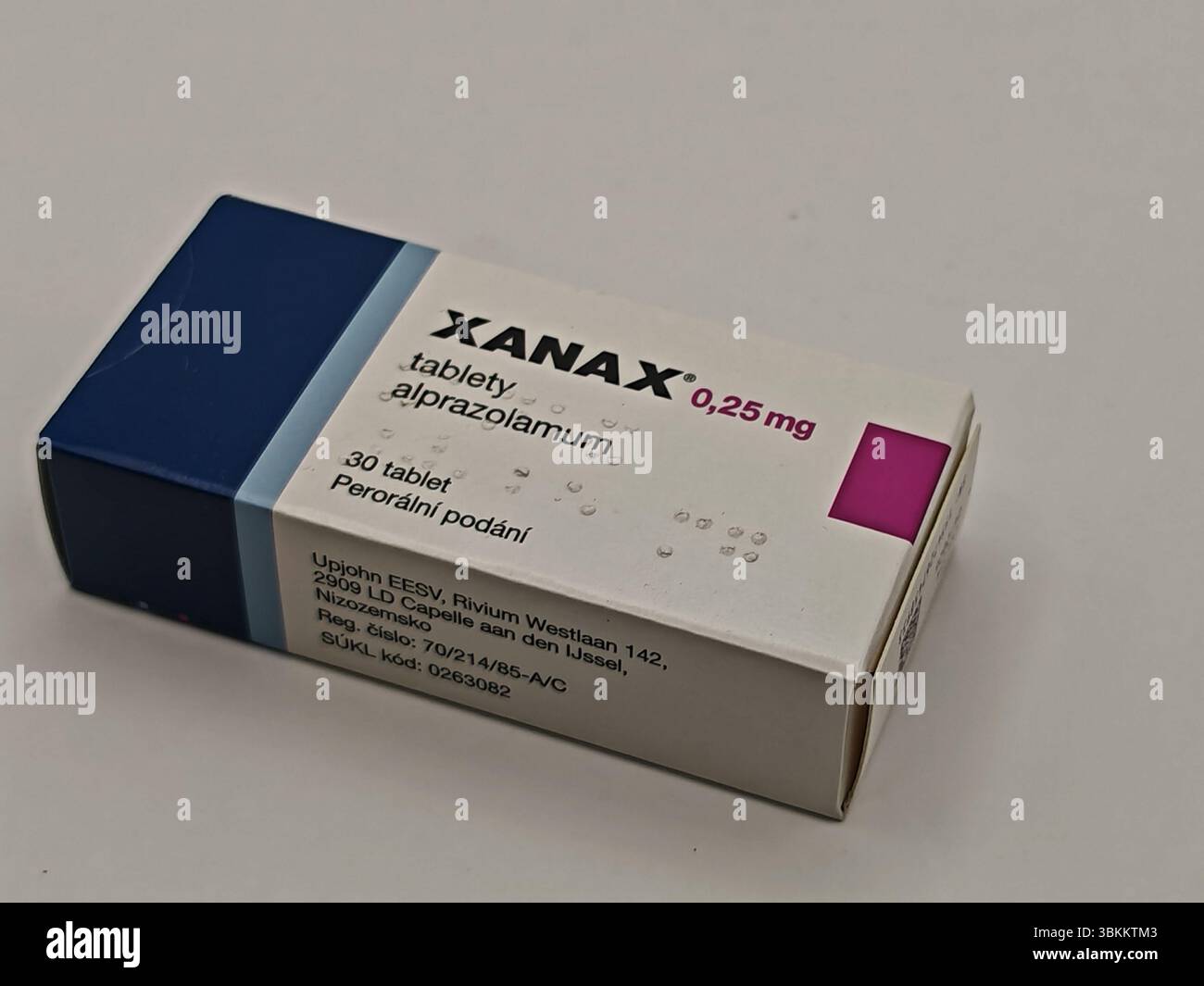Prague,Czech Republic-May 7 2025: Pfizer Xanax tablets with alprazolam ...