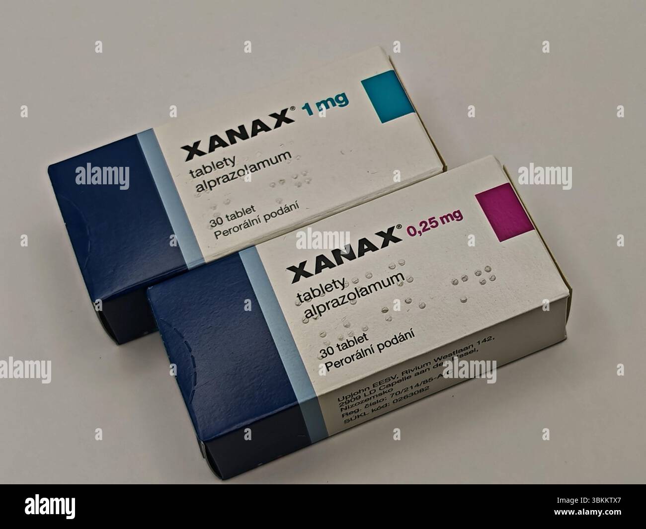 Prague,Czech Republic-May 7 2025: Pfizer Xanax tablets with alprazolam ...