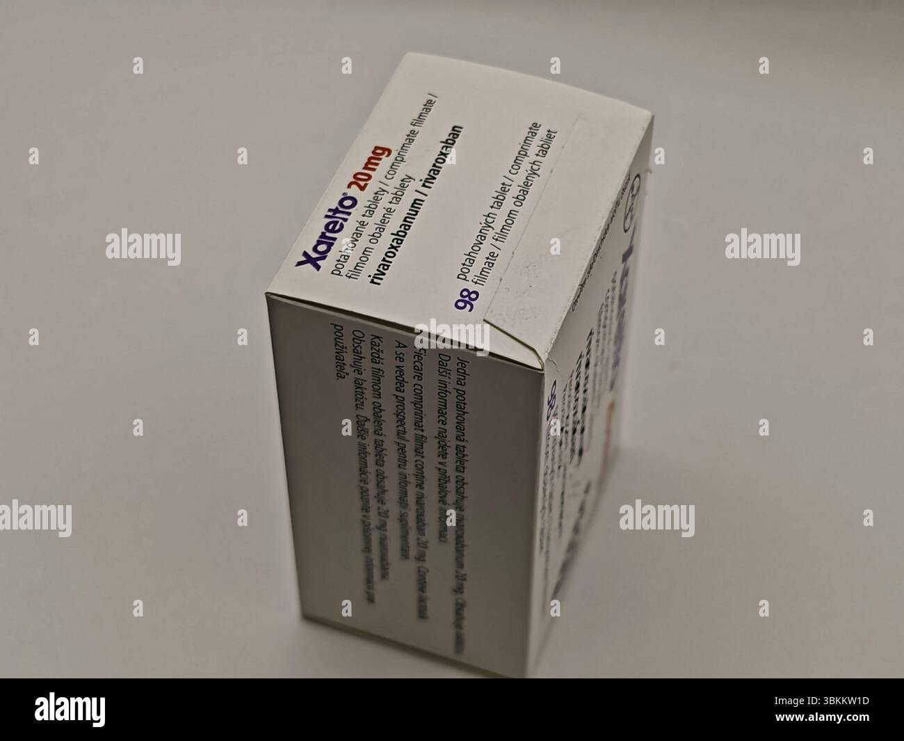 Prague,Czech Republic-April 8 2025: Bayer Xarelto tablets containing ...