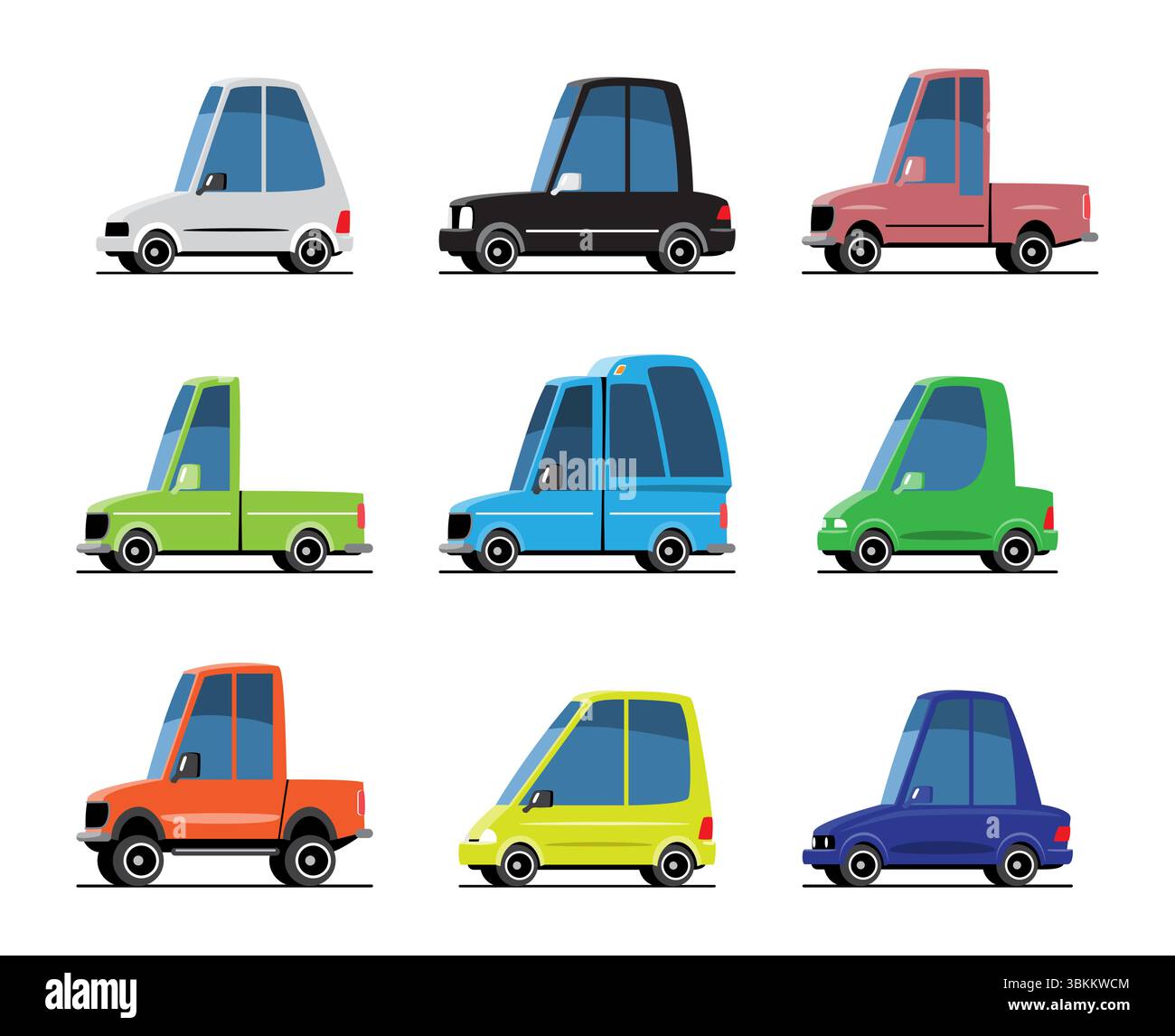 Personal Cars vehicles set cartoon illustration . Flat design . Isolate ...