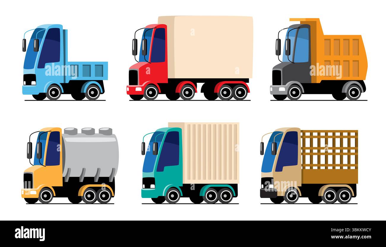 Logistics Trucks or Commercial transportation vehicles cartoon ...