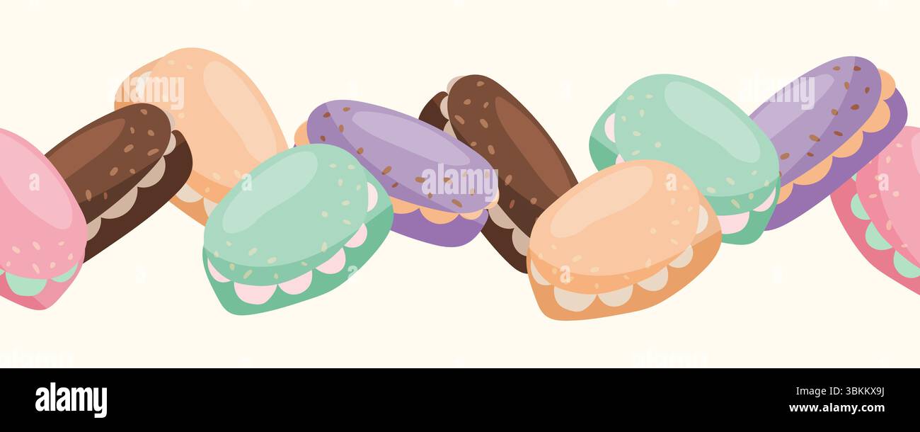 Horizontal seamless border with colorful macarons Stock Vector Image ...