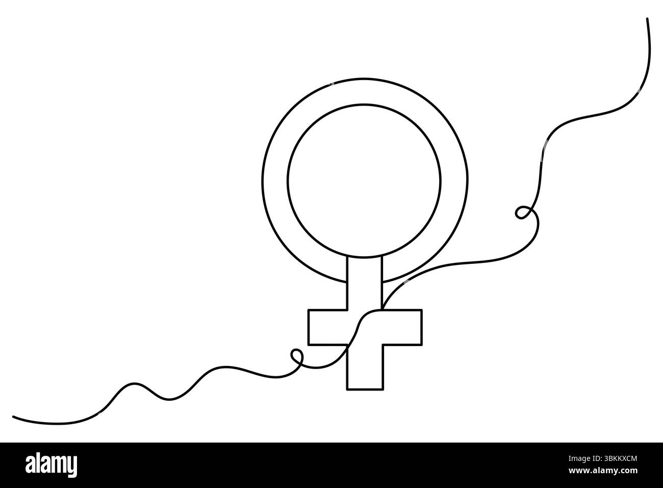 Female symbol gender icon continuous single line art drawing outline ...