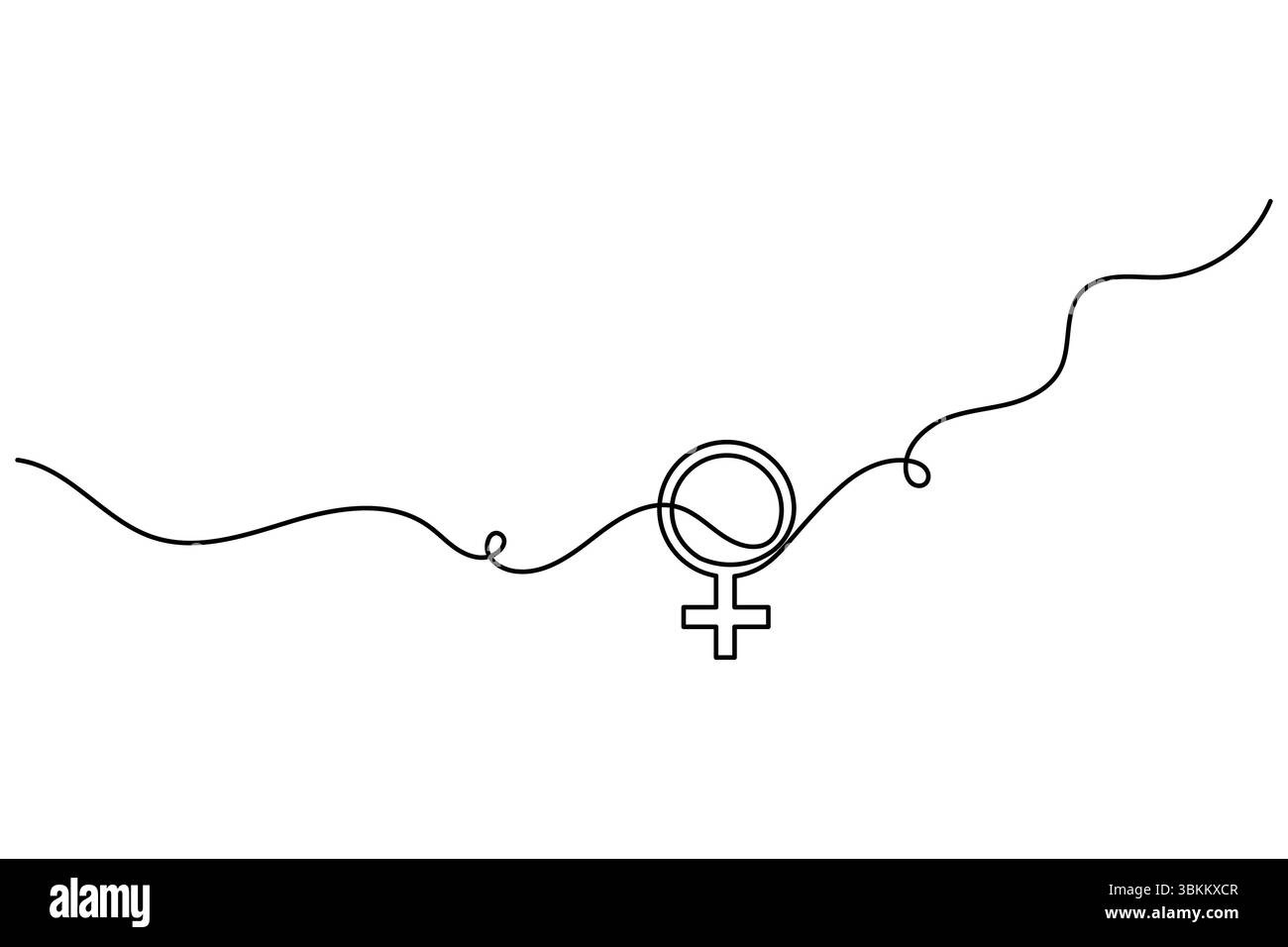 Female symbol gender icon continuous single line art drawing outline ...