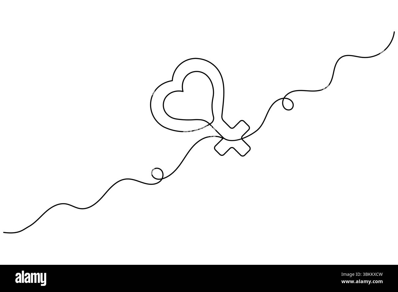 Female symbol gender icon continuous single line art drawing outline ...