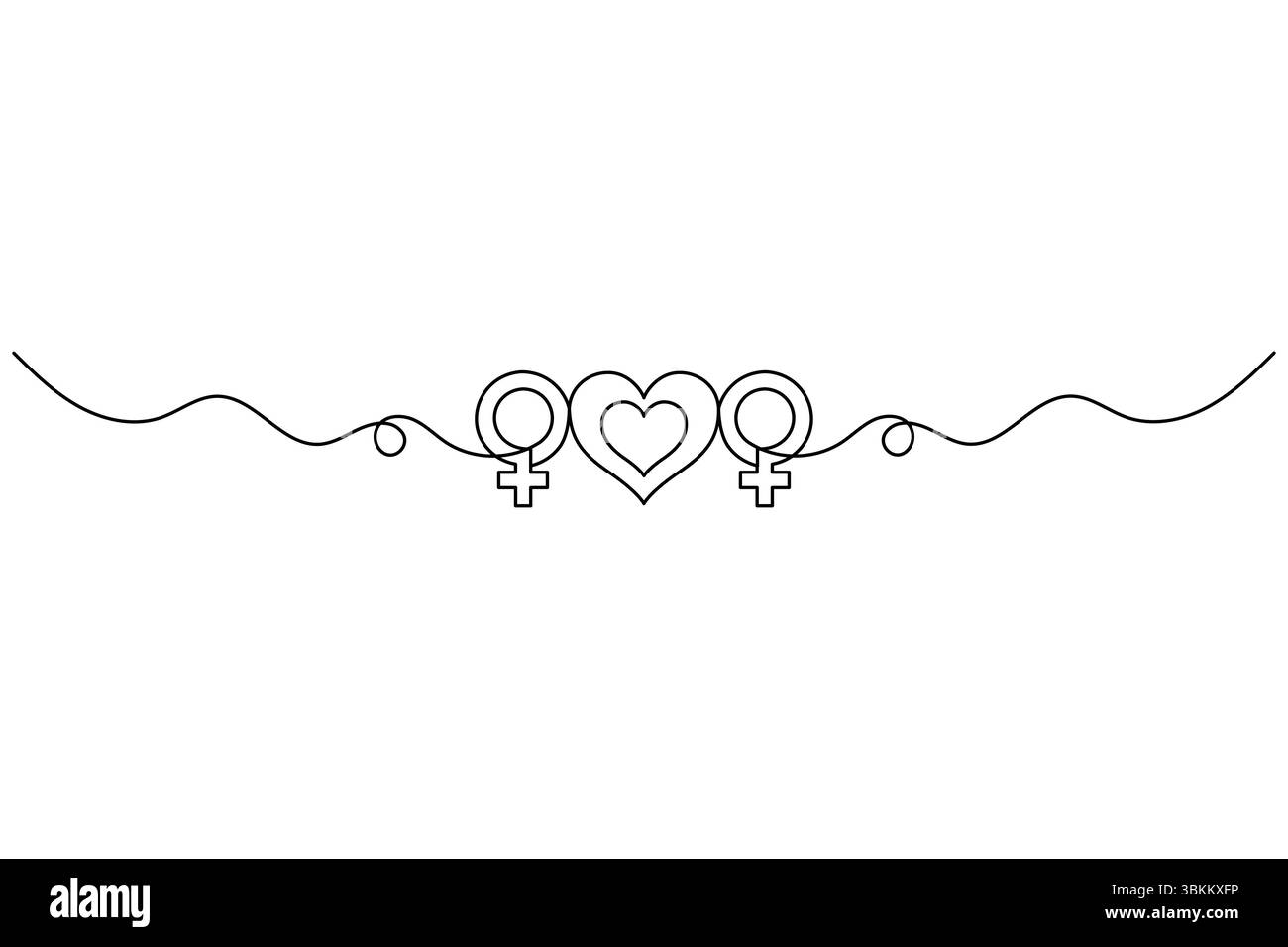 Female symbol gender icon continuous single line art drawing outline ...
