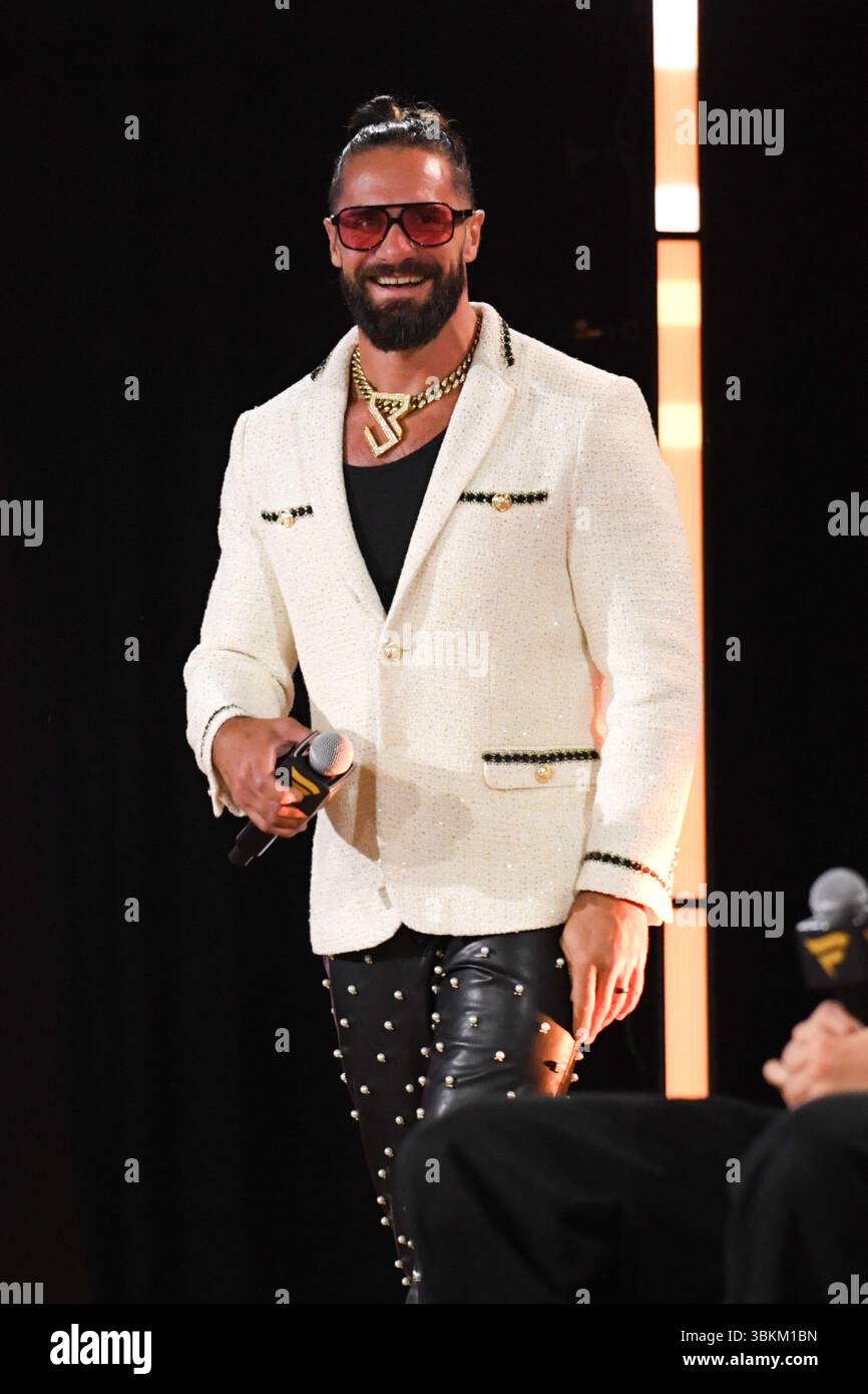 Seth Rollins attends day 2 of the 2025 Fanatics Fest NYC held at the ...