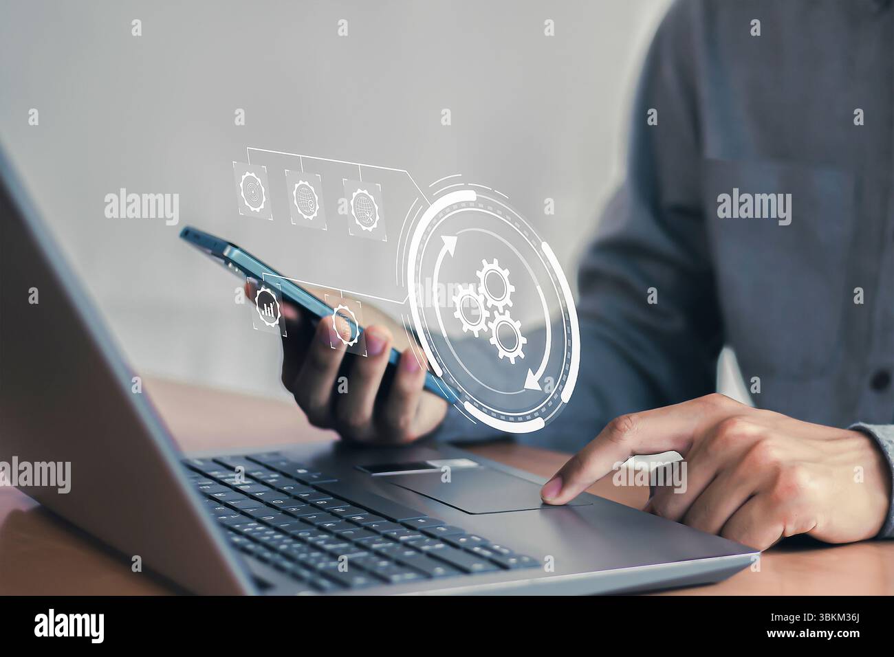 Incident Management of business concept, Businessman use technology ...