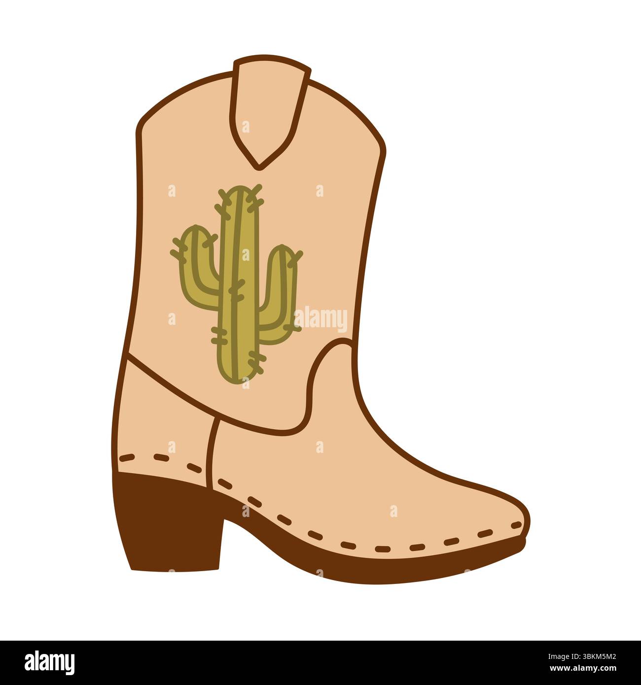 Tan leather western boot decorated with cactus motif. Great for desert ...