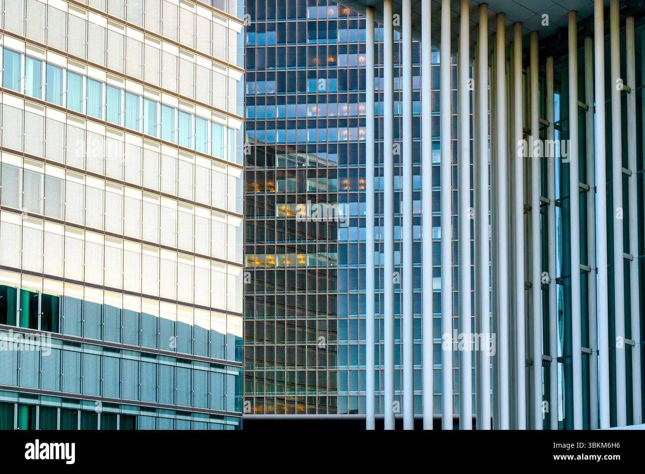 Modern buildings of Kirchberg with the iconic columns of the ...