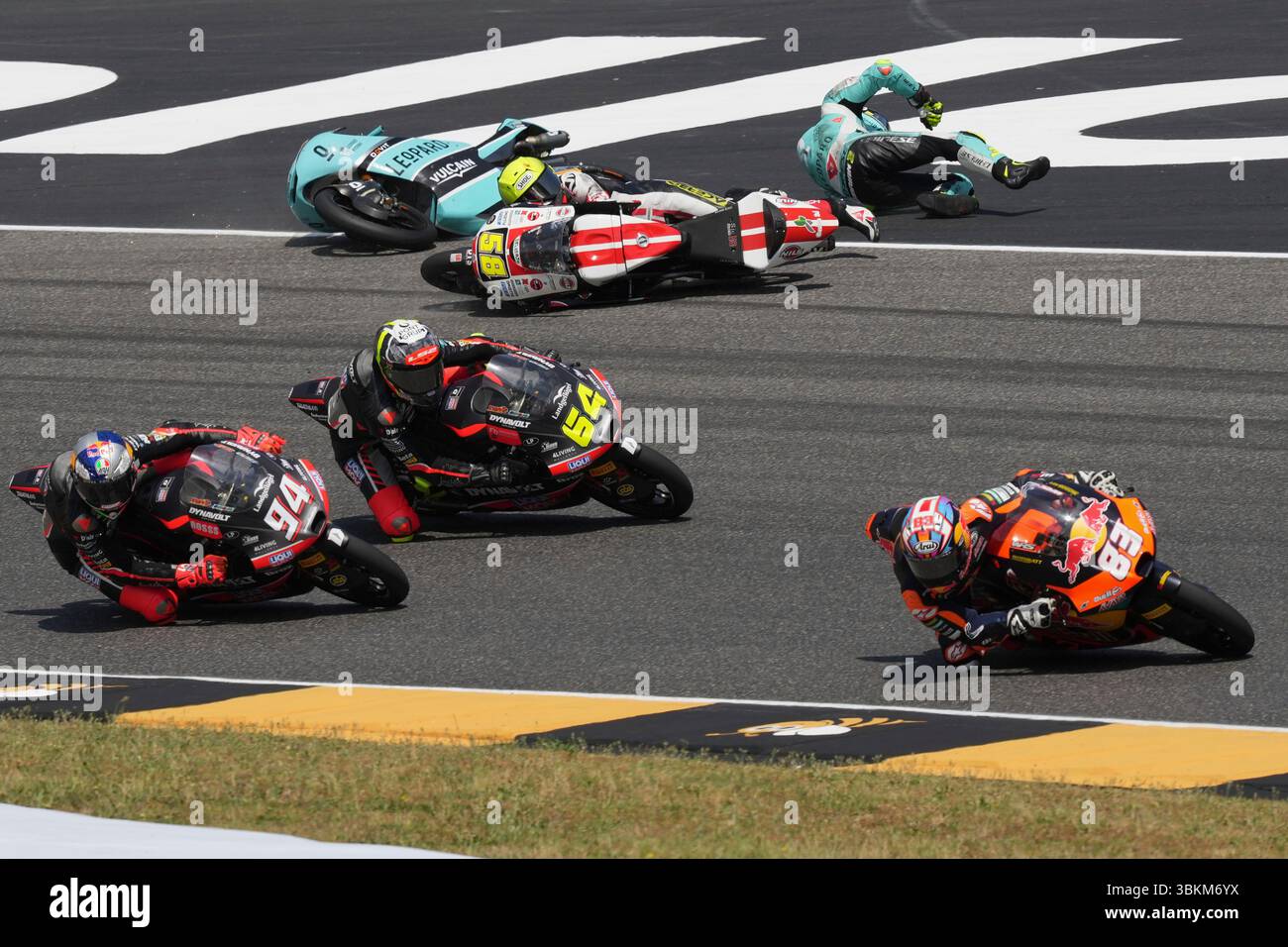 Italian rider Luca Lunetta of the SIC58 Squadra Corse, top center, and ...