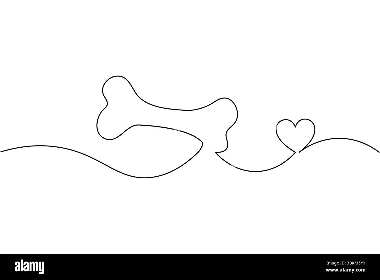 Minimalist dog bone continuous line art isolated vector Stock Vector ...