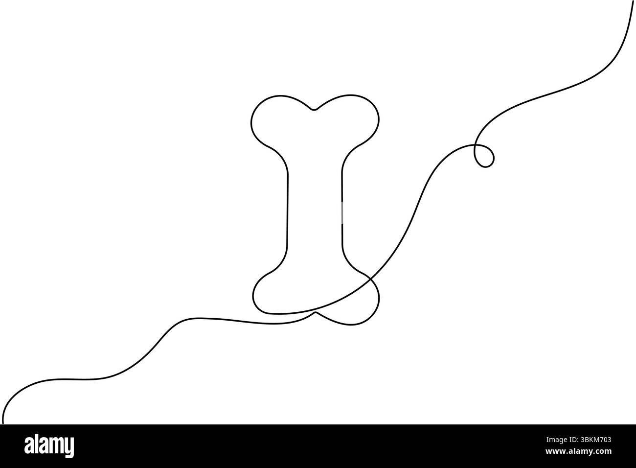 Dog bone one line drawing minimalist vector illustration Stock Vector ...