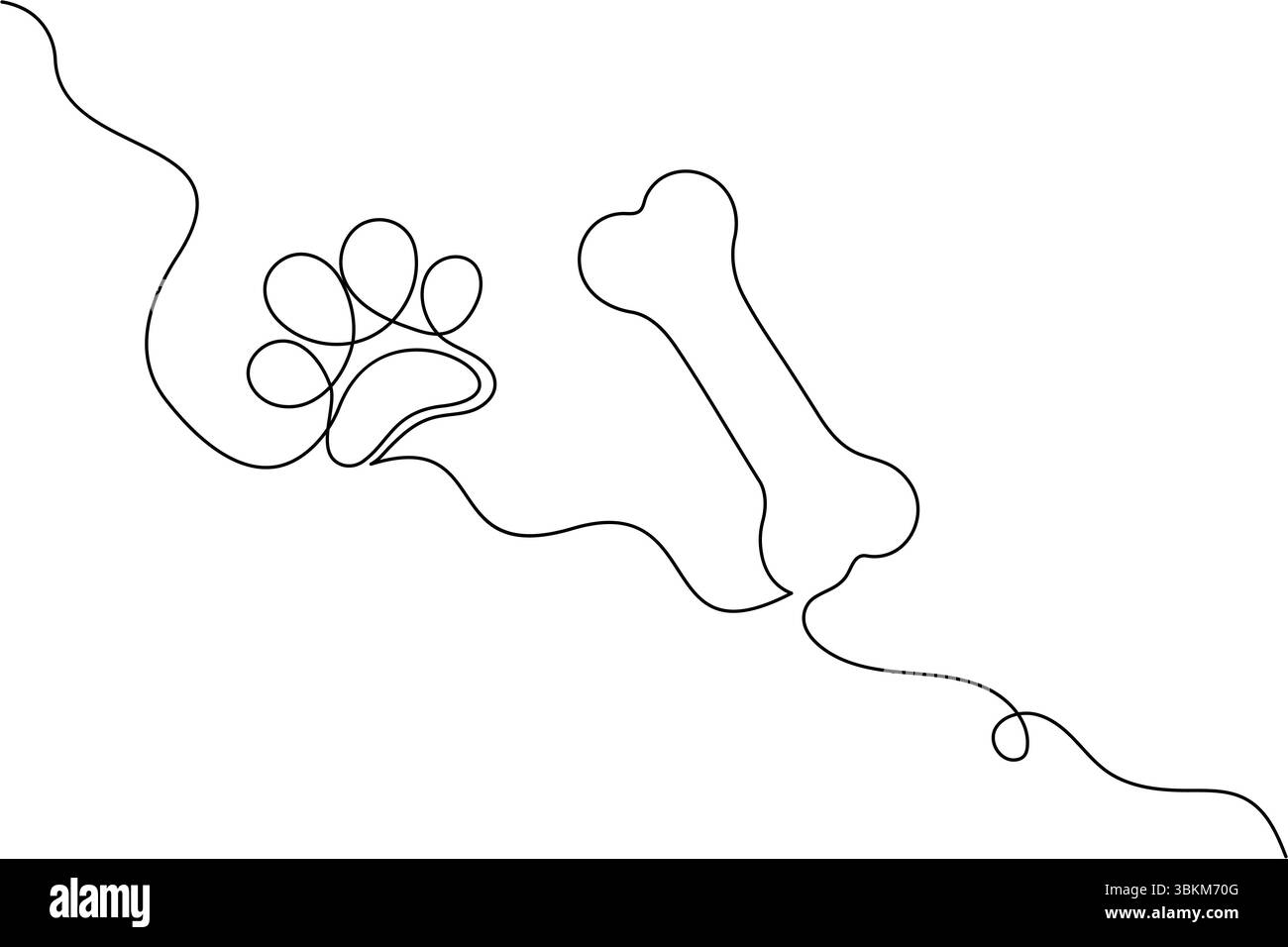 Dog bone one line drawing minimalist vector illustration Stock Vector ...