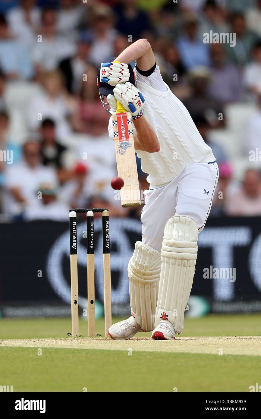 England's Harry Brook plays a shot during day three of the first ...