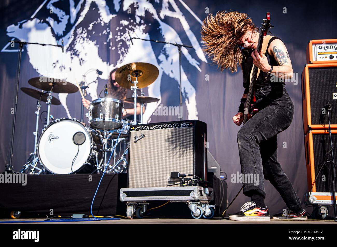 Copenhagen, Denmark. 20th, June 2025. The Norwegian tundra rock band Slomosa performs a live ...