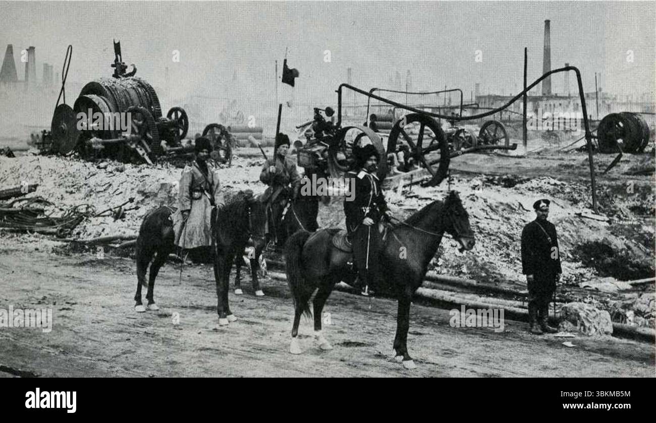 Cossack patrol near Baku oil fields, 1905 Cossack patrol near Baku oil ...