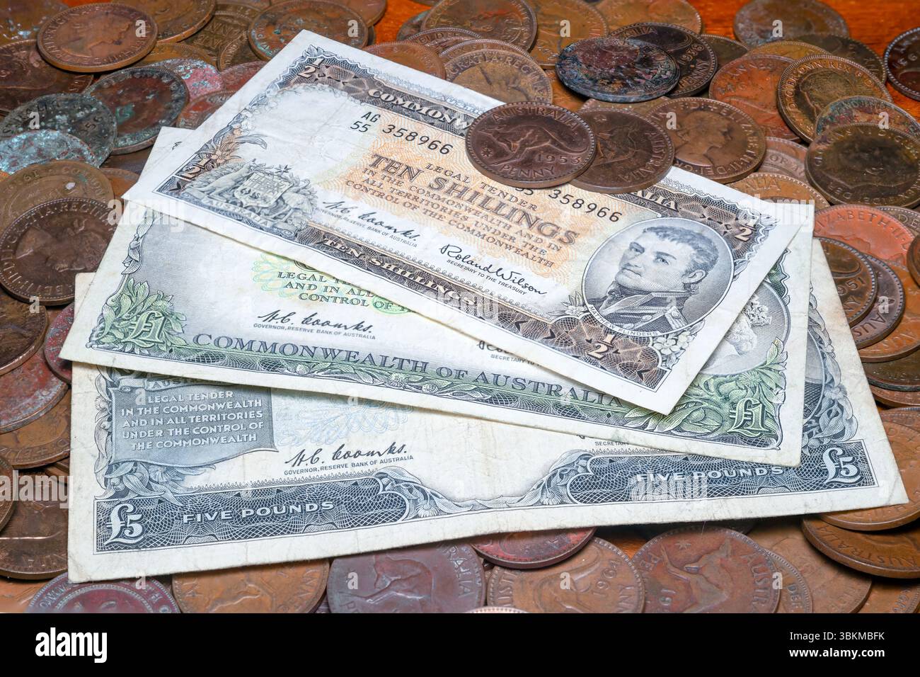 Old Australian currency, pounds shillings pennies, historic pre decimal ...