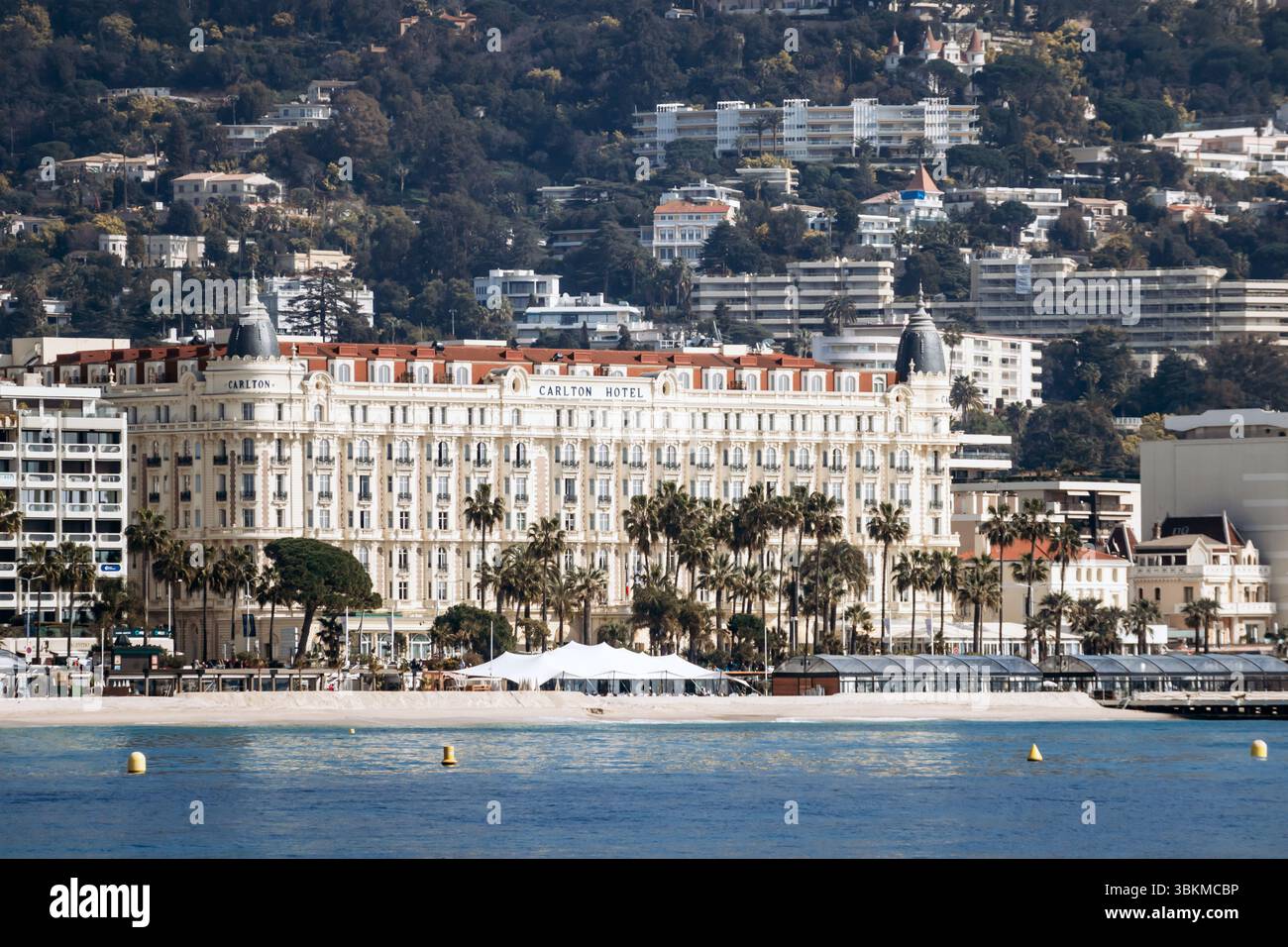 Cannes, France - March 8, 2025: Iconic Carlton Hotel on the Croisette ...