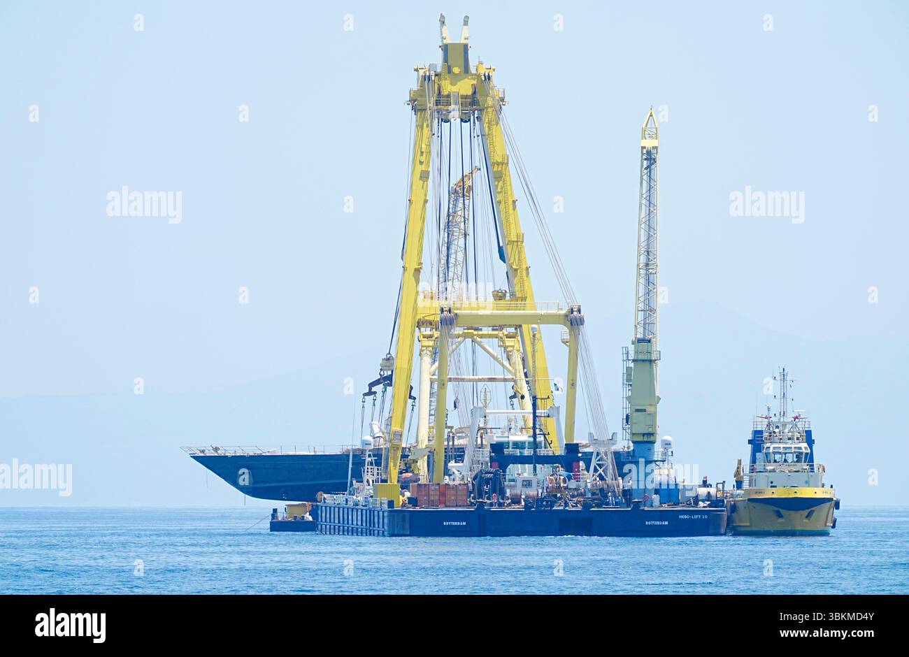 Tech tycoon Mike Lynch's superyacht the Bayesian after being lifted to ...
