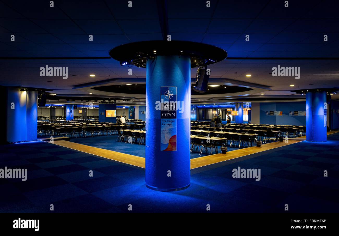 THE HAGUE - The NATO summit press center at the World Forum. The ...