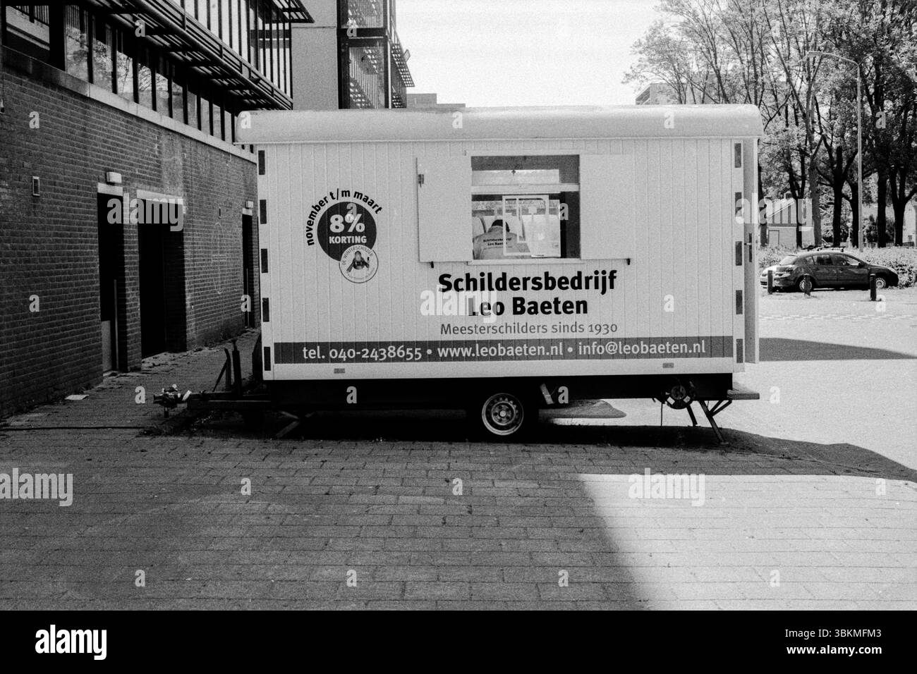 Construction Workers Cabin. Painters and other construction workers renovating a 1960 s buils ...